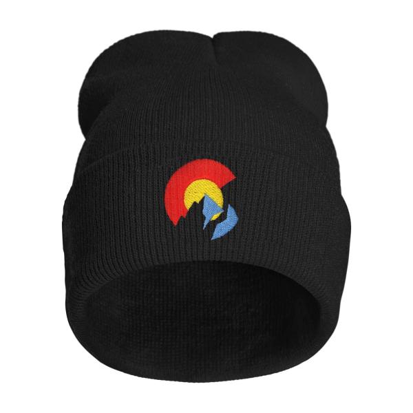 商品名:  Colorado Mountain Flag Embroidery Beanie for Men &amp; Women, Multi-Season Stretch Skull Knit Hats, Winter Warm Be...