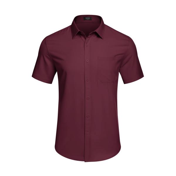 商品名:  COOFANDY Men Dress Shirts Formal Button Down Shirt Short Sleeve Fitted Dress Shirts Date Red Size- 3XLブランド: COOFAN...