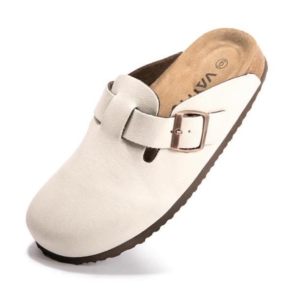 商品名:  Vayfio Women's Suede Clogs Cork Footbed Sandals Comfort Mules with Arch Support Slip On Slippers Beige 06ブランド: Vay...