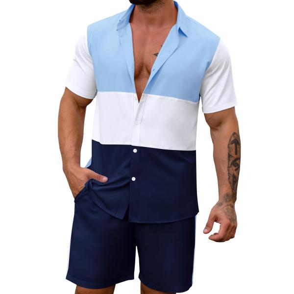 商品名:  LecGee Mens Short Sets Outfits 2 Piece Casual Summer Button Down Short Sleeve Hawaiian Shirt And Shortsブランド: LecGe...