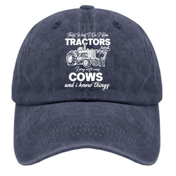 商品名:  That's What I Do I Ride Tractors I Play with Cows and I Know Things Cap Mom Hat Navy Blue Dad Hats for Men Giftsブラ...