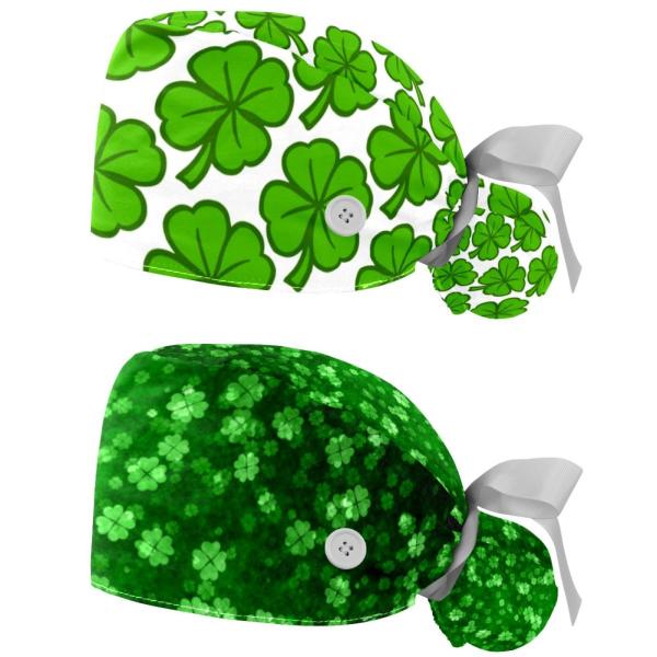 商品名:  2 Packs Working Cap with Button for Women Long Hair Adjustable Elastic Bandage Tie Back Hats Bouffant Caps Lucky I...