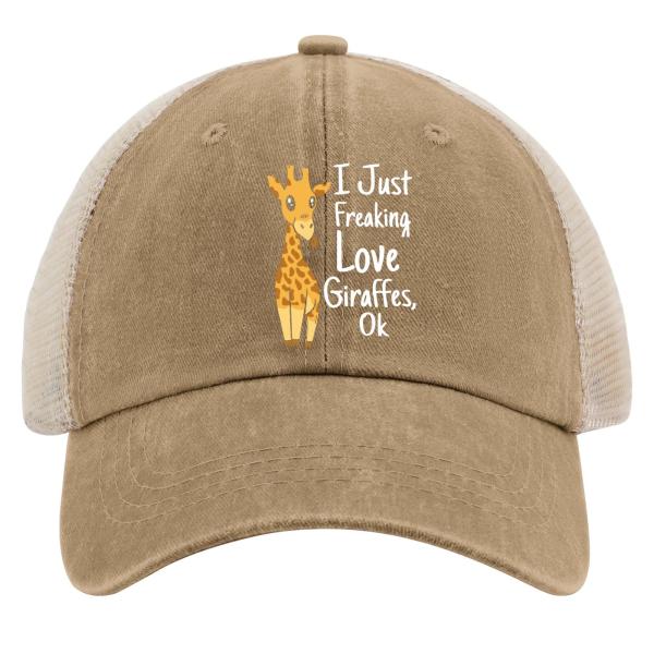 商品名:  I Just Freaking Love Giraffes Ok Sun Hat Custom Baseball Cap Pigment Khaki Mens Baseball Cap Gifts for Grandpa Gol...