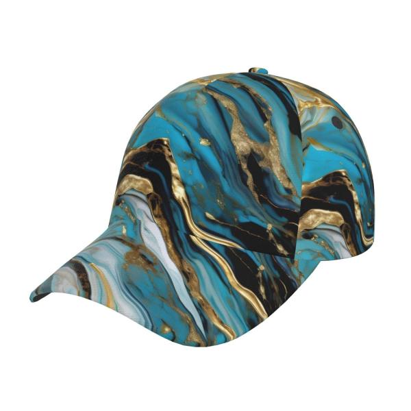 商品名:  Turquoise Blue Gold Marble Adjustable Baseball Cap Hat for Women &amp; Men, Classic Casual Sport Trucker Hats,One-...