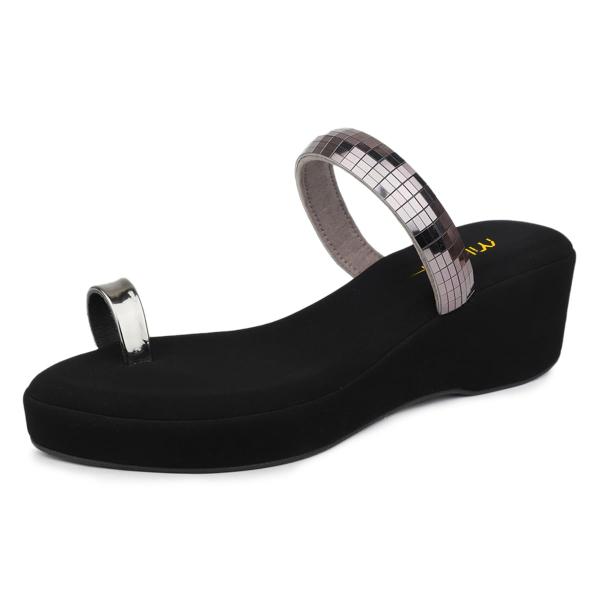 商品名:  Milooey shoes Women's Toe Ring Wedge Slide Sandals Comfortable Platform Mid Heel Mules Casual Single Strap Flip Fl...