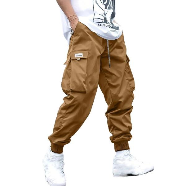 商品名:  GORGLITTER Men's Plus Letter Graphic Cargo Pants Drawstring Elastic Waist Sweat Pants Khaki 5XLブランド: GORGLITTER商品サ...