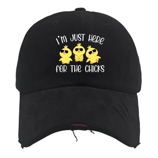 商品名:  I'm Just Here for The Chicks Sun Hat Funny Golf Hats AllBlack Trucker Hats Women Gifts for Grandpa Cycling Capブランド...