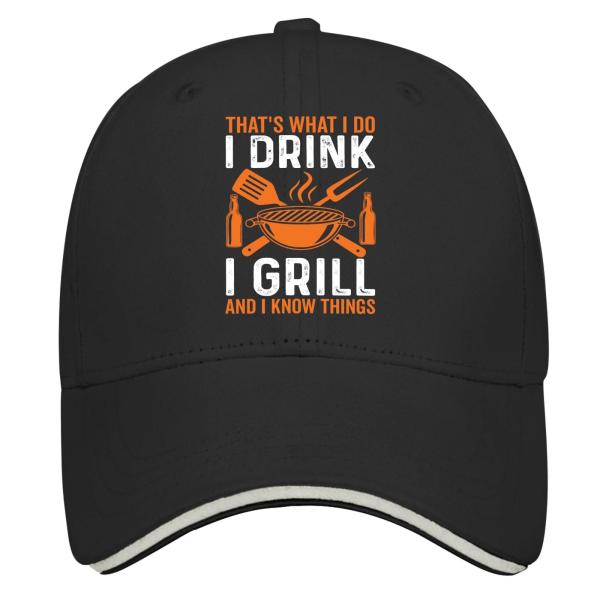 商品名:  That's What I Do I Drink I Grill and I Know Things Cap Funny Trucker Hat AllBlack Hat for Men Gifts for Himブランド: K...