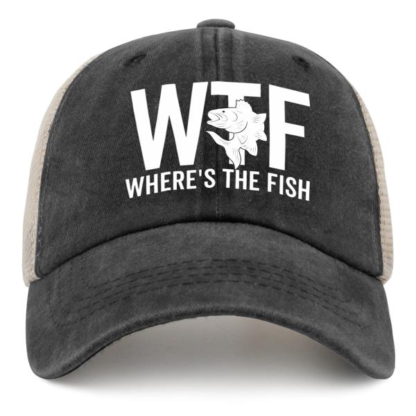 商品名:  Cryptomancy Funny Fishing Trucker Hat WTF Where's The Fish Hat Trucker Hat Women Trendy Mesh Baseball Cap for Summ...
