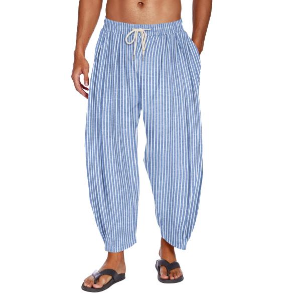 商品名:  COOFANDY Men's Cotton Linen Harem Pants Drawstring Casual Cropped Trousers Lightweight Loose Beach Yoga Pants with...