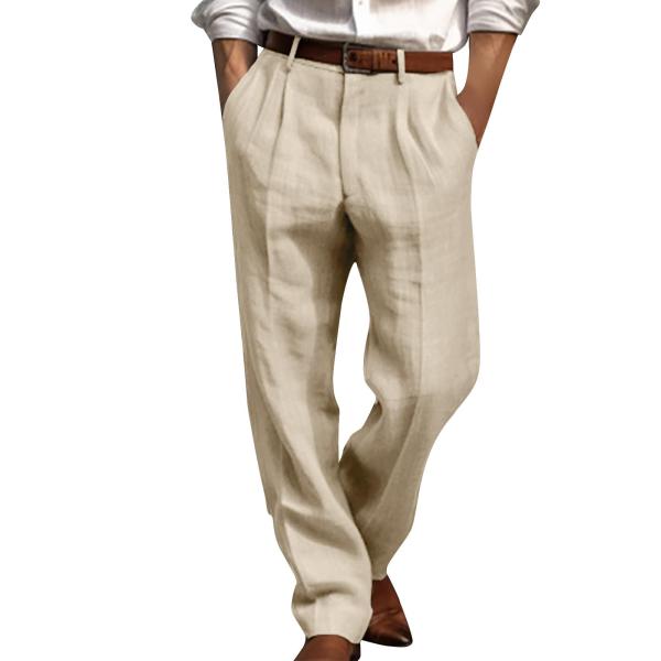 商品名:  Men's Casual Linen Pants Classic Fit Pleat Front Business Pants Spring Summer Beach Loose Trousers Daily Wear to W...