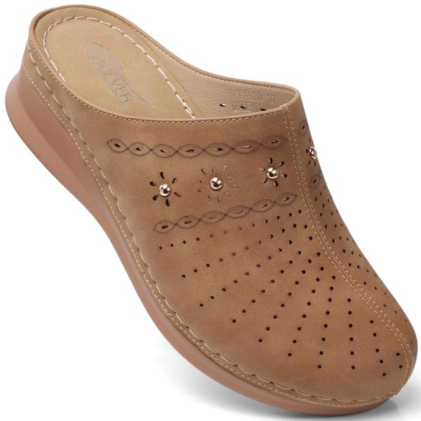 商品名:  SHIBEVER Clogs for Women Mules Slip-On: Closed Toe Clog - Size 8 Summer Dressy Comfortable Womens Clog Mule - Brow...