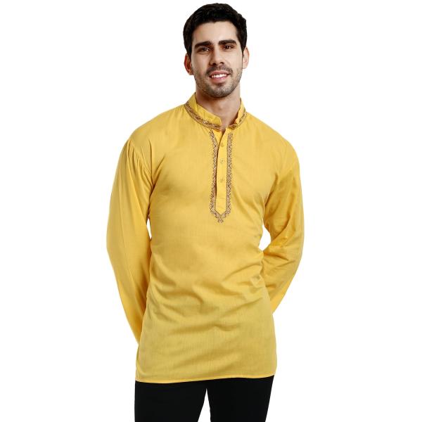 商品名:  FASHIENT Men's Cotton Embroidered Thread Work Kurta Button Down Shirt (Yellow, XL)ブランド: FASHIENT商品サイズ: X-Large高さ: ...