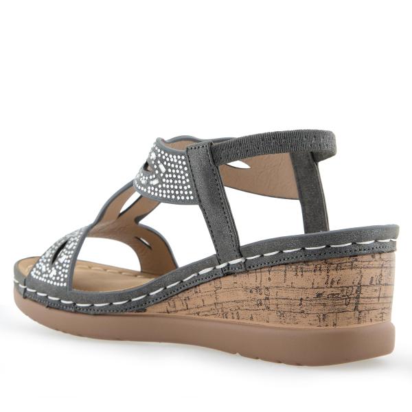 商品名:  Alexis Bendel Ladies Pewter PU Wedge Sandals - Fashionable Women's Dress Shoes with Comfortable Heels and Stylish ...