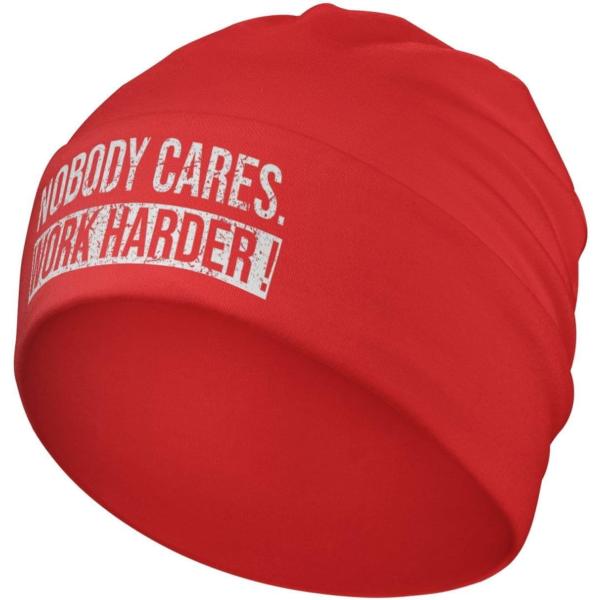 商品名:  THRU Nobody Cares Work Harder Motivational Workout Gym Beanie Hat Men Winter Skull Cap Women Slouchy Hat Knit Hat ...