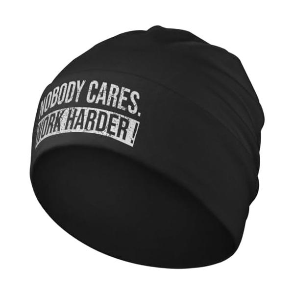 商品名:  THRU Nobody Cares Work Harder Motivational Workout Gym Beanie Hat Men Winter Skull Cap Women Slouchy Hat Knit Hat ...