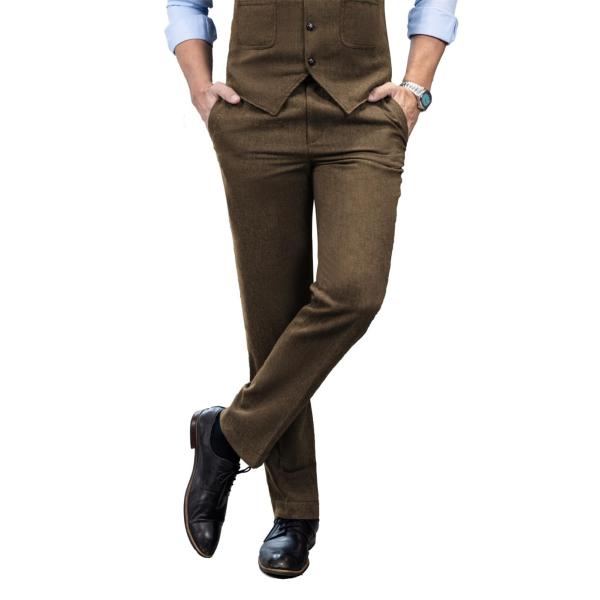 商品名:  Mens Vintage Tweed Dress Pants Slacks Trousers Regular Fit Suit Pants for Men(Brown，32W32L)ブランド: SOLOVEDRESS商品サイズ:...