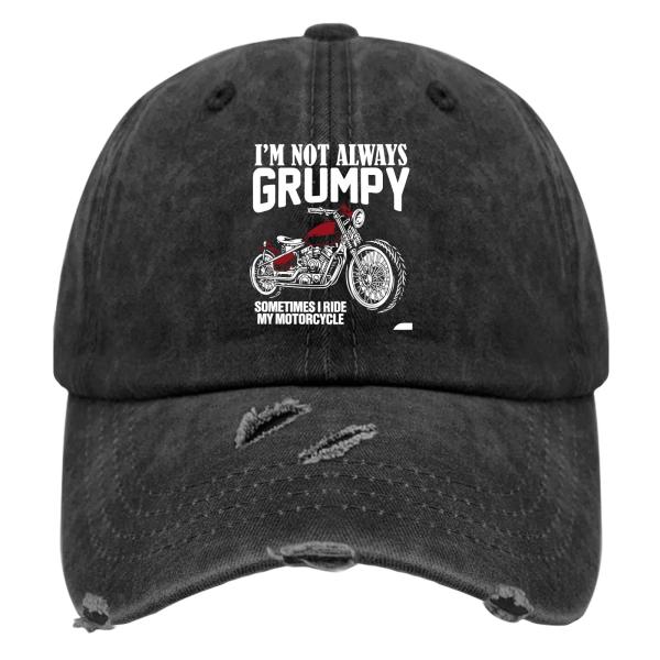 商品名:  I'm Not Always Grumpy Sometimes I'm On My Motorcycle Hats Kawaii Hat AllBlack Trucker Hat Men Gifts for Dad Cyclin...