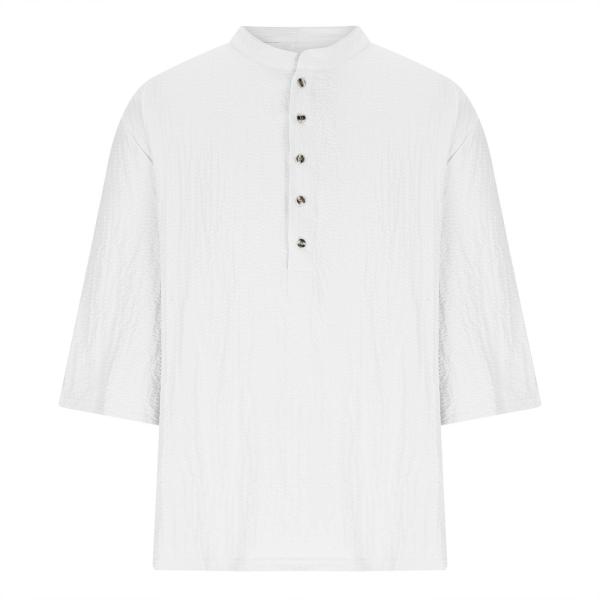 商品名:  Generic Mens 3/4 Sleeve Cotton Dress Shirts Regular-Fit Solid Casual Button Down Stand Collar Shirt Lightweight Bl...