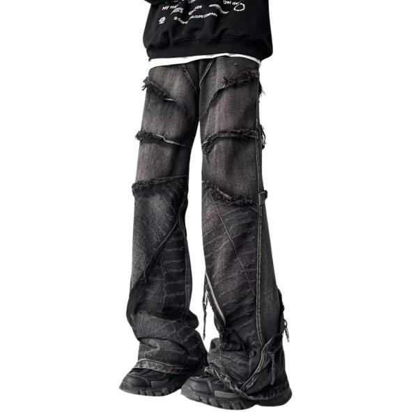 商品名:  Hugboom Men's Baggy Jeans Y2k Hip Hop Pants Stacked Jeans for Women Mid Rise Fashion Grunge Streetwear Clothes Bla...