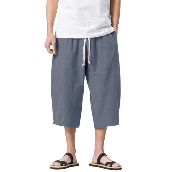 商品名:  Mmoneyake Mens Linen Harem Capri Pants Loose Fit 3/4 Shorts Drawstring Elastic Waist Beach Yoga Trousers Baggy Wid...