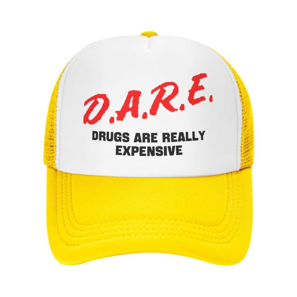 商品名:  Funny Humor Dare Meme Funny Trucker Hat Mens Plain Trucker Hats Dare Drugs are Really Expensive Humor Cap Yellowブラ...