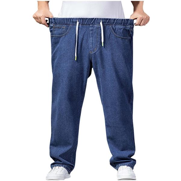 商品名:  Baggy Cargo Jeans for Men High Elasticity Casual Drawstring Denim Pants with Pocket Wide-Legged Barrel Jean Pants ...