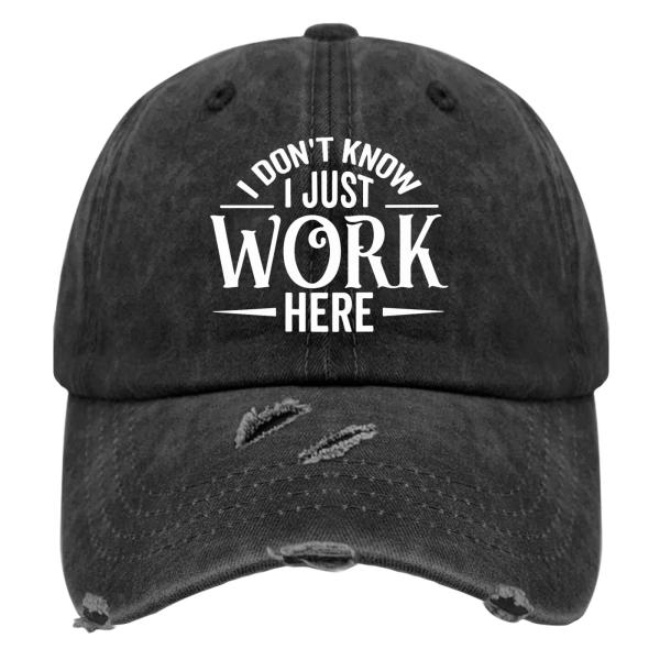 商品名:  WALKGOO I Don't Know I Just Work Here Hat for Mens Women Washed Distressed Baseball Caps Fashion Washed Dad Hats B...