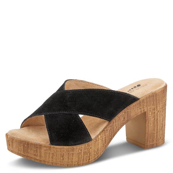 商品名: Spring Step レディース ブランチャースライドサンダル, ブラックスエード, 5 Spring Step Women's Blanchar Slip Chunky Heel with Criss Cross Sandal...
