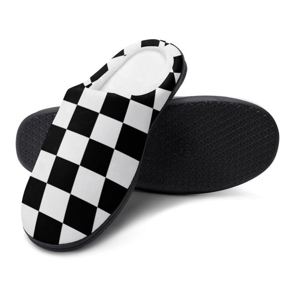商品名:  Meaudiwes Soft Warm House Slippers, Cozy Memory Foam Cotton Race Checkerboard Checkered Black And White Slippers, ...
