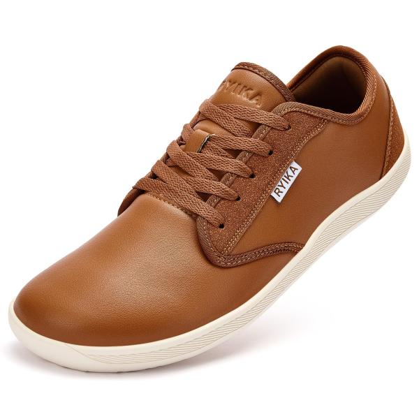 商品名:  RYIKA Barefoot Shoes Men Faux Leather Wide Toe Box Width Walking Shoes Zero Drop Sneakers Brown,10.5ブランド: RYIKA商品サ...