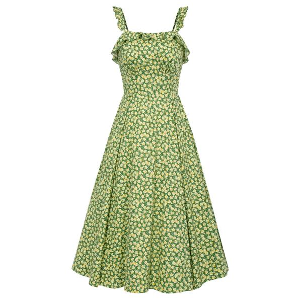 商品名:  Belle Poque Yellow and Green Summer Dress for Women Floral Beach Dress A Line Sun Dress(Green-Yellow Flower,L)ブランド...