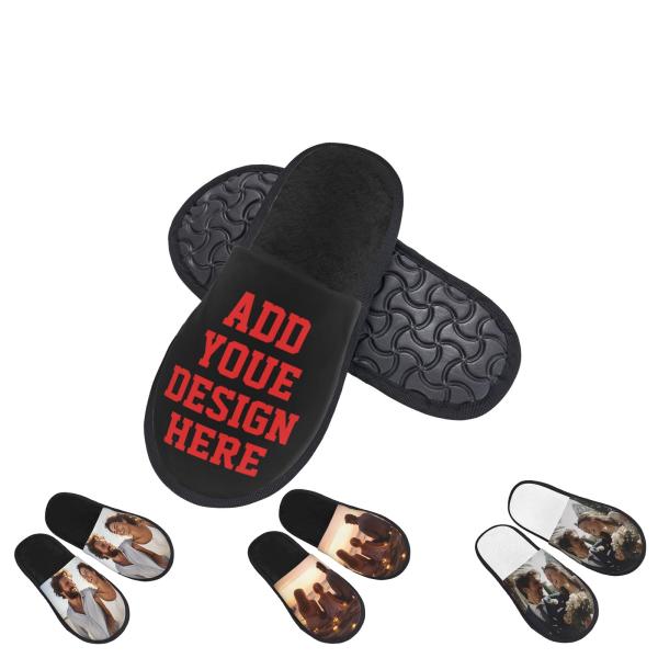 商品名:  Custom Slippers Personalized Furry Slippers Add Your Photo Text Logo Warm House Shoes for Women Men Kids Mediumブラン...