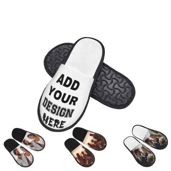 商品名:  Custom Slippers Personalized Furry Slippers Add Your Photo Text Logo Warm House Shoes for Women Men Kids Mediumブラン...