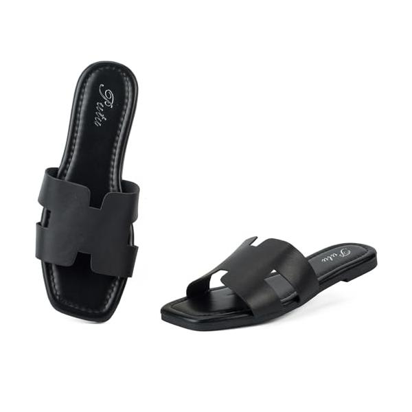 商品名:  Putu Women's Flat Sandals H-band Summer Sandals Cute Slide Sandals Black 9ブランド: Putu商品サイズ: 9高さ: 27.8892cm横幅: 13.89...