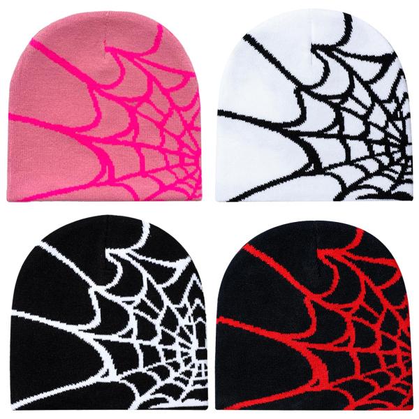 商品名:  DKYM 4 Pcs Y2k Beanies Spider Web Beanie Y2k Hat Winter Knitted Hat for Women Men Graphic Beanie Black Beanies Win...
