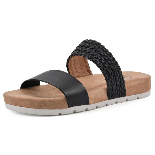 商品名: CLIFFS BY WHITE MOUNTAIN レディース タクトフルスライドサンダル, ブラック/スムース。, 9 CLIFFS BY WHITE MOUNTAIN Women's Tactful Double Strap S...