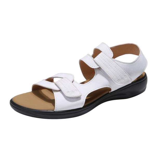 商品名:  Women's Flat Sandals 2024 Ladies Fashion Summer Leopard Print Leather Open Toe Hook Loop Flat Sandals (White, 8) 1...