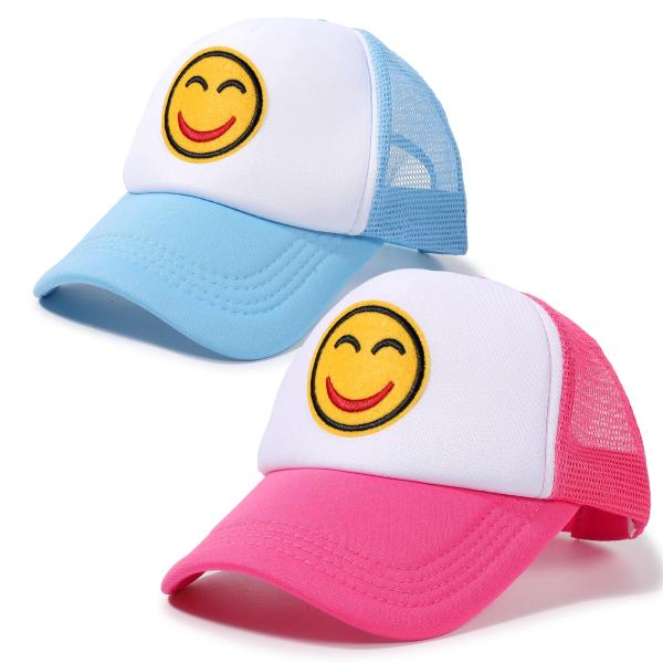 商品名:  SONMONY 2 Pack Trucker Hats Smile Face Mesh Baseball Hat for Women Men Foam High Crown Baseball Capブランド: SONMONY商品...