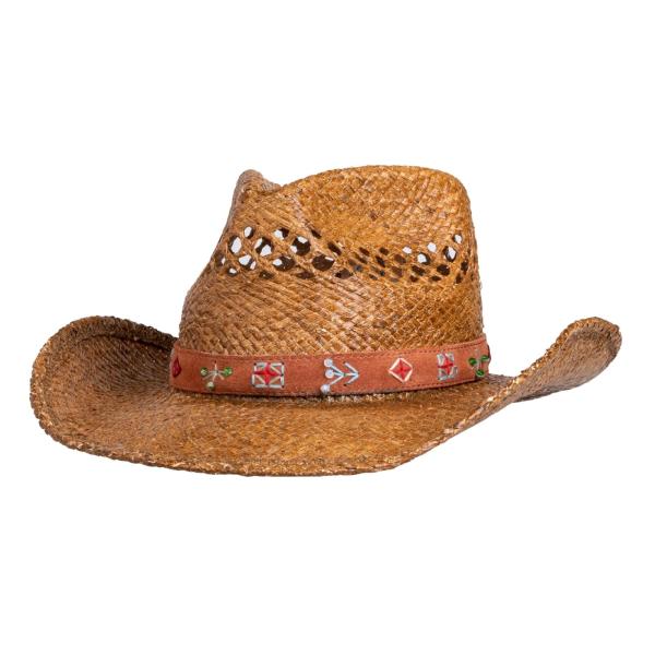商品名:  MIX BROWN Straw Cowboy Hat &amp; Cowgirl Hat for Men, Women, and Teens with Wide Brim Sun Beach Hat with Simple Em...
