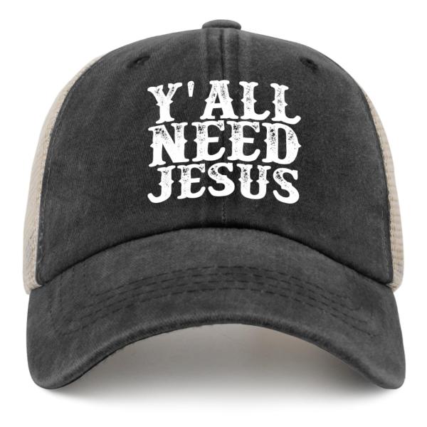 商品名:  Y'all Need Jesus Trucker Hat Men Trendy Mesh Hat for Fall Blackブランド: BEIXBE商品サイズ: One Size高さ: 1.778cm横幅: 15.24cm奥行...