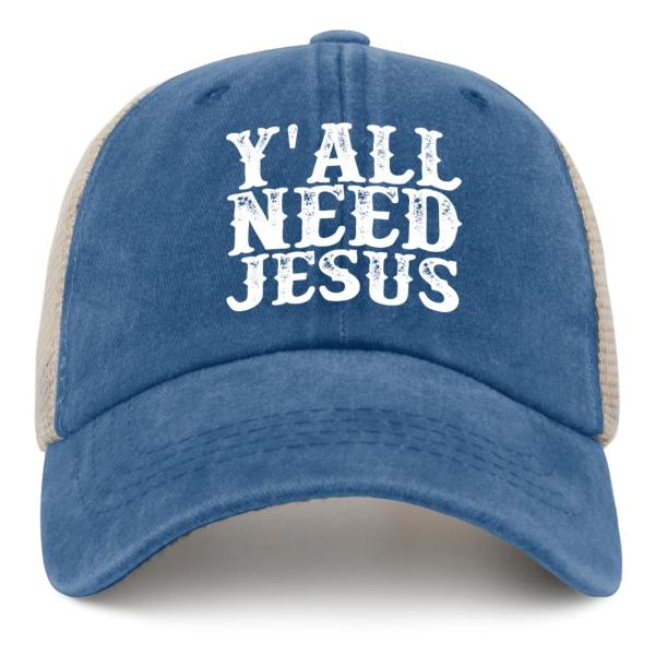 商品名:  BEIXBE Y'all Need Jesus Trucker Hat Women Funny Mesh Hats for Fall Lake Blueブランド: BEIXBE商品サイズ: One Size高さ: 1.778cm...