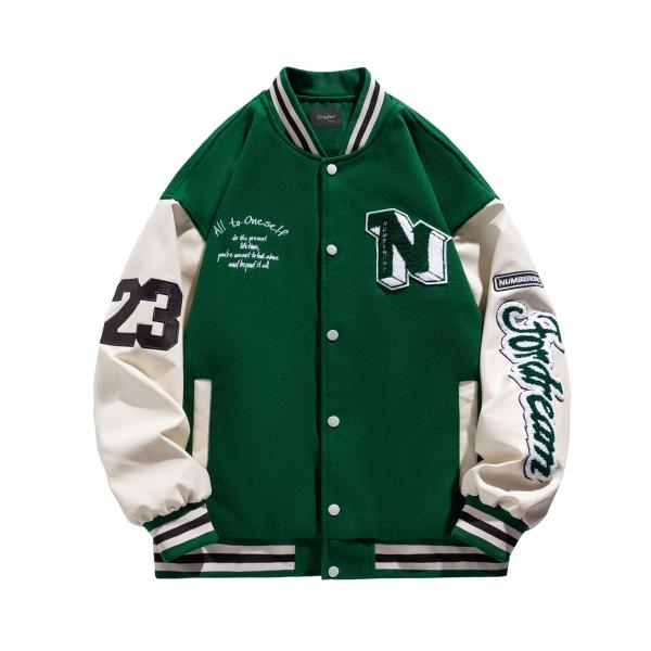 商品名:  Mens Varsity Letterman Jackets: Vintage Streetwear Baseball Bomber Jacket for Men Women Casual Leather Sleeves Coa...