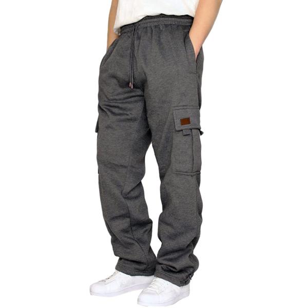 商品名:  Men's Pants 2024 Fashion Male Fitness Running Trousers Drawstring Loose Waist Solid Color Pocket Loose Fleece (GY1...