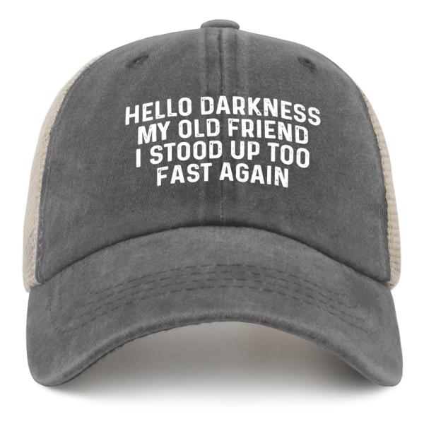 商品名:  Ositerpz Hello Darkness My Old Friend I Stood Up Too Fast Again Trucker Hat Women Vintage Mesh Hat for Summer Gray...