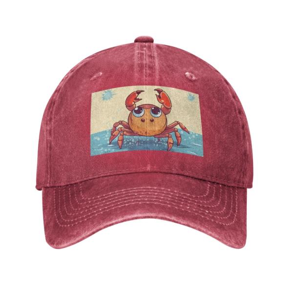 商品名:  Ousika Summer Cartoon Crab Baseball Cap for Men Women Washed Cotton Denim Dad Hat Adjustable Baseball Hat Red, One...