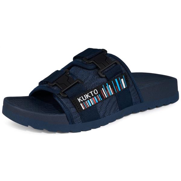 商品名:  KUKTO Mens Womens Athletic Slides Sport Sandals Lightweight Adjustable Straps Orthotic Walking Slippers Open Toe w...