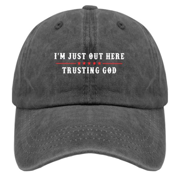 商品名:  I'm Just Out Here Trusting God Hats for Women Baseball Caps Classic Washed Ball Cap Quick Dryブランド: Generic商品サイズ: O...