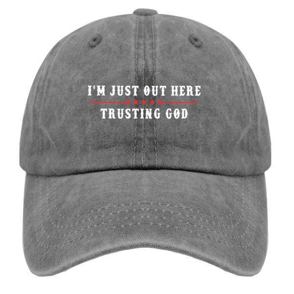 商品名:  I'm Just Out Here Trusting God Hats for Women Baseball Cap Funny Washed Dad Hats Light Weightブランド: Generic商品サイズ: O...