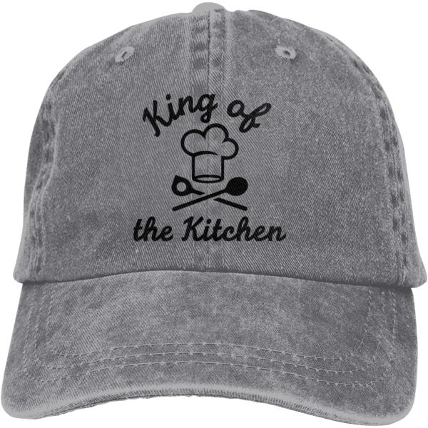 商品名:  GERRIT King of The Kitchen Skull Chef Baseball Cap Men Women Adjustable Trucker Hat Fitted Hat Snapback Hat Grayブラ...